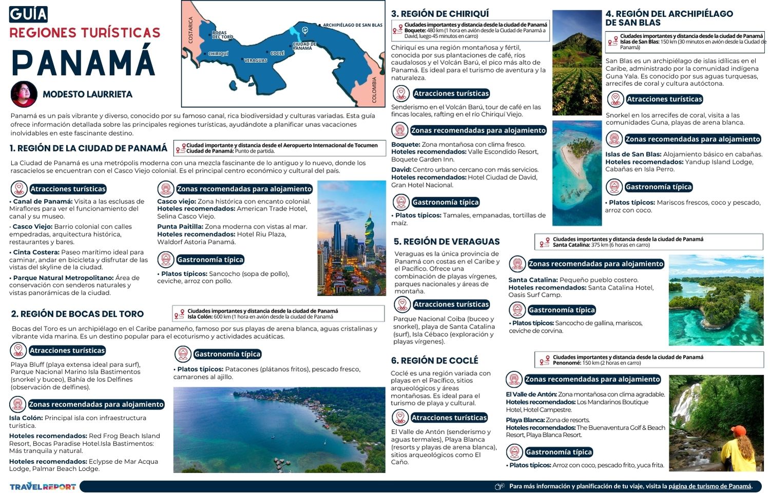 Infografía guía de regiones turísticas de Panamá - Travel Report